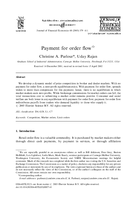 (PDF) Payment for order flow