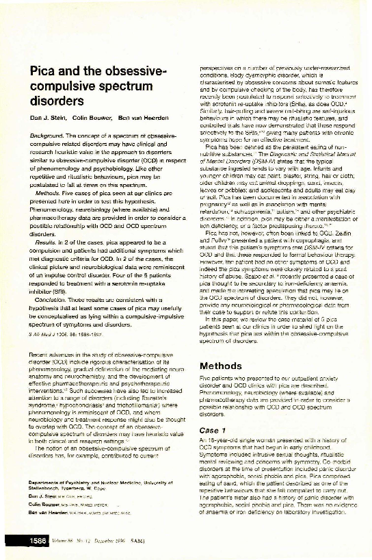 (PDF) Pica and obsessive–compulsive spectrum disorders
