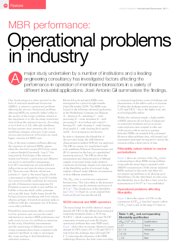 (PDF) MBR performance: Operational problems in industry