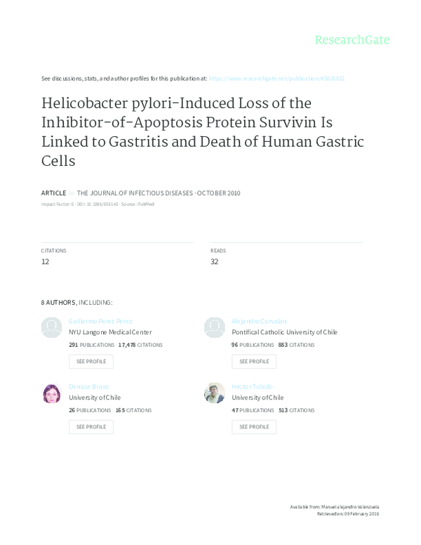 (PDF) Helicobacter pylori –Induced Loss of the Inhibitor‐of‐Apoptosis ...