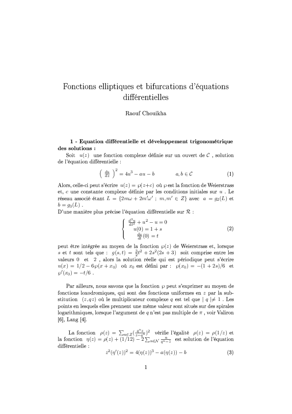 (PDF) Equations différentielles ordinaires