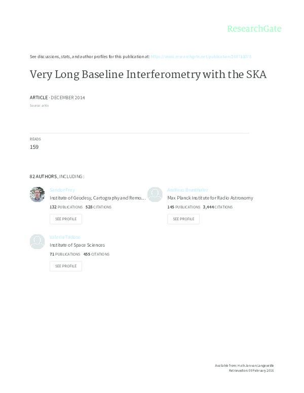 (PDF) Very Long baseline Interferometry with the SKA