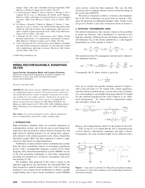 (PDF) MEMS-reconfigurable bandpass filter