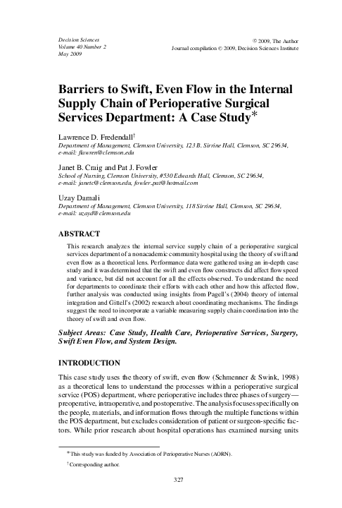 (PDF) Barriers to Swift, Even Flow in the Internal Supply Chain of ...