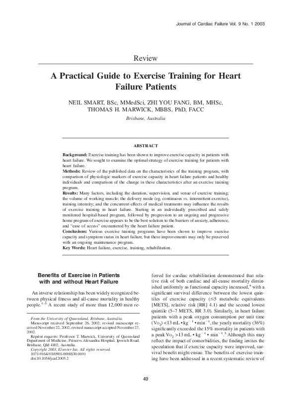 (PDF) A practical guide to exercise training for heart failure patients