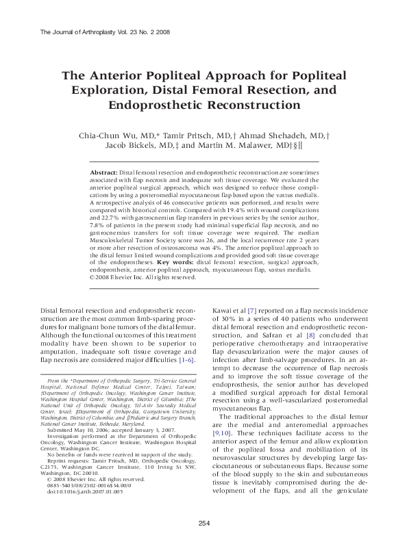 (PDF) The Anterior Popliteal Approach for Popliteal Exploration, Distal ...