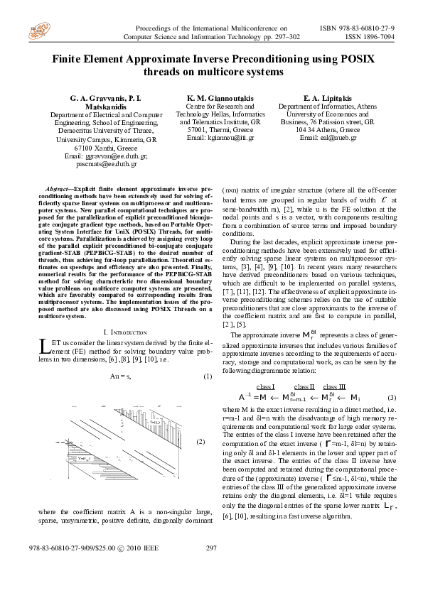 Pdf Finite Element Approximate Inverse Preconditioning Using Posix Threads On Multicore