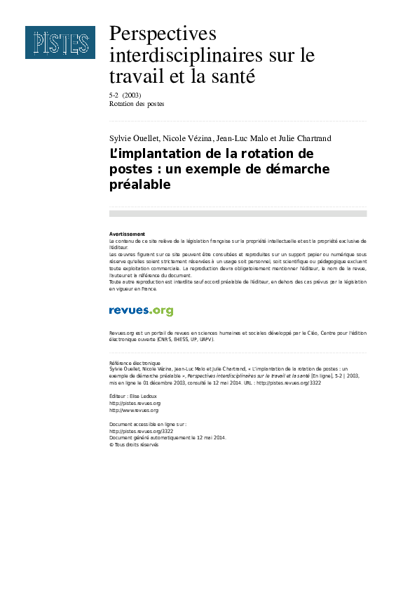 (PDF) L’implantation de la rotation de postes : un exemple de démarche ...