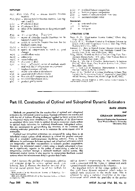 (PDF) Inferential control of processes: Part III. Construction of ...