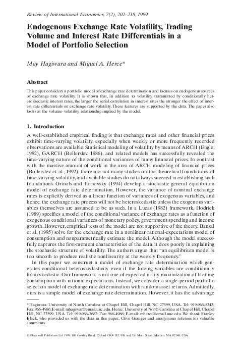 (PDF) Endogenous Exchange Rate Volatility, Trading Volume and Interest ...