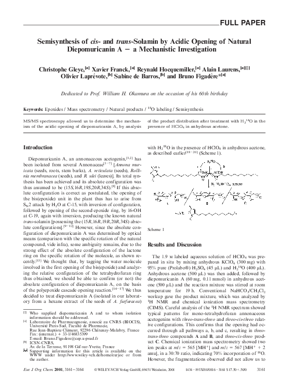 (PDF) Semisynthesis of cis- and trans-Solamin by Acidic Opening of ...