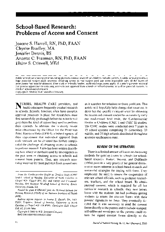 (PDF) School-based research: Problems of access and consent