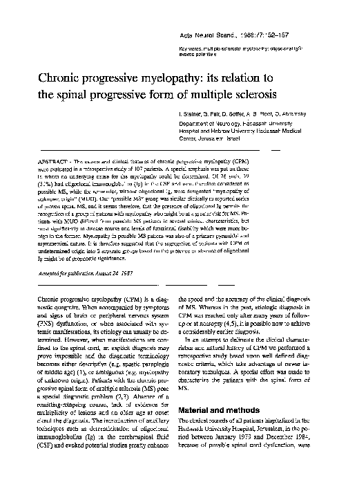 (PDF) Chronic progressive myelopathy: its relation to the spinal ...
