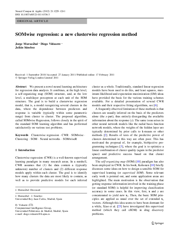 Pdf Clusterwise Som Based Regression Method 6229