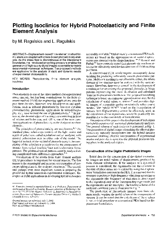 (PDF) Plotting isoclinics for hybrid photoelasticity and finite element analysis