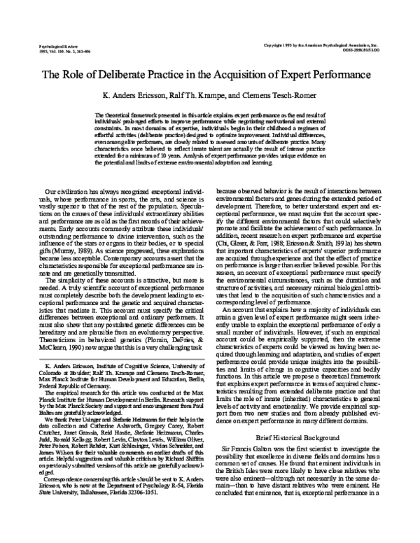 (PDF) The role of deliberate practice in the acquisition of expert ...