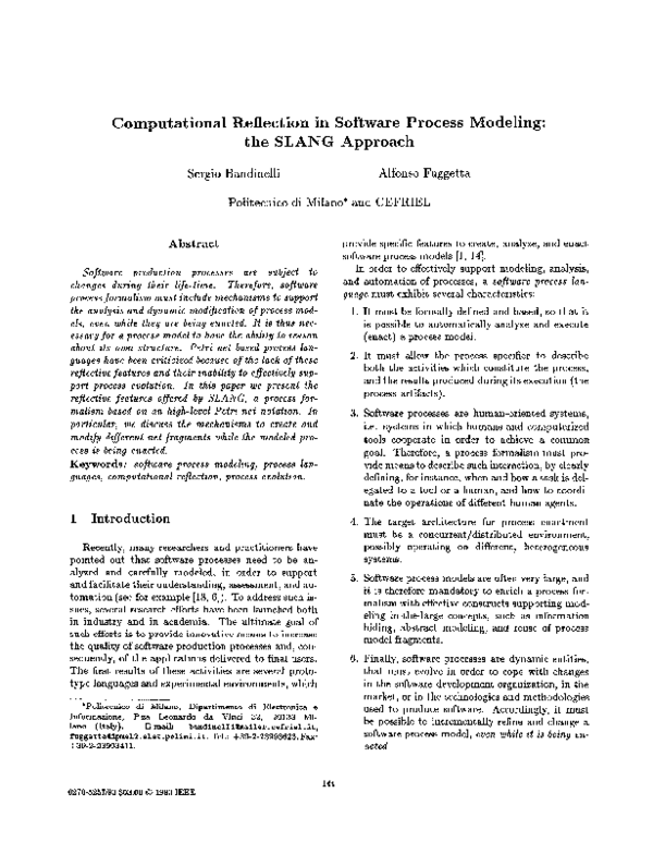 (PDF) Computational reflection in software process modeling: the SLANG approach