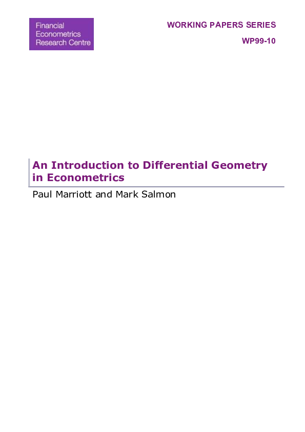 (PDF) An introduction to differential geometry in econometrics