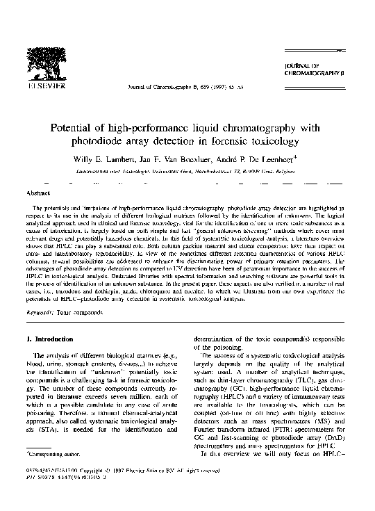 (PDF) Potential of high-performance liquid chromatography with photodiode array detection in ...