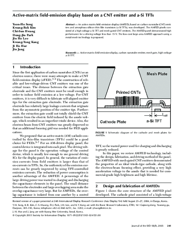 (PDF) Active-matrix field-emission display based on a CNT emitter and a ...