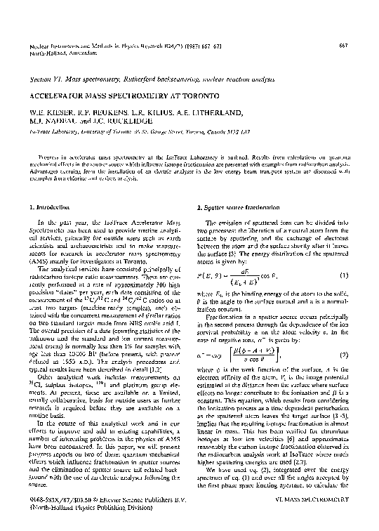 (PDF) Accelerator mass spectrometry at Toronto