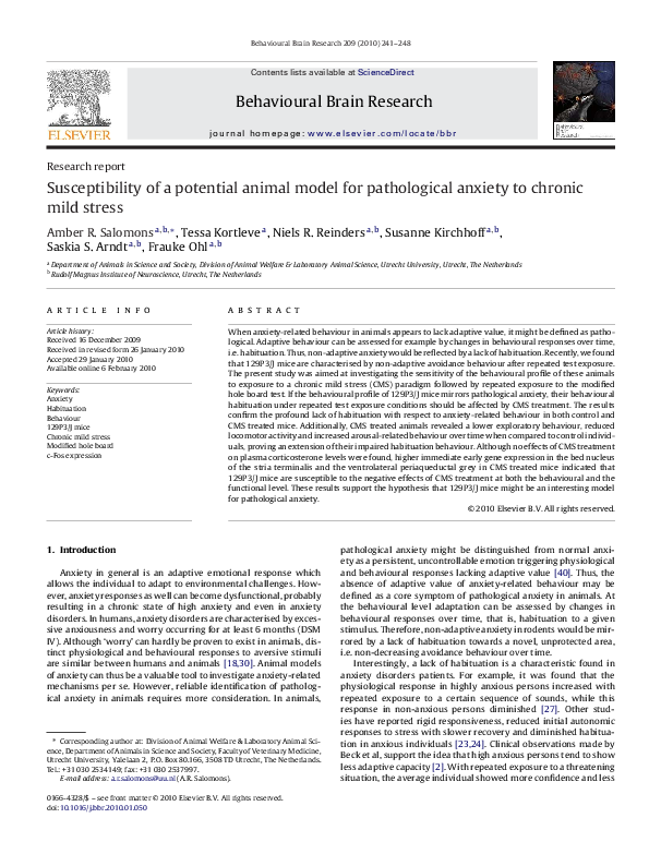 (PDF) Susceptibility of a potential animal model for pathological ...