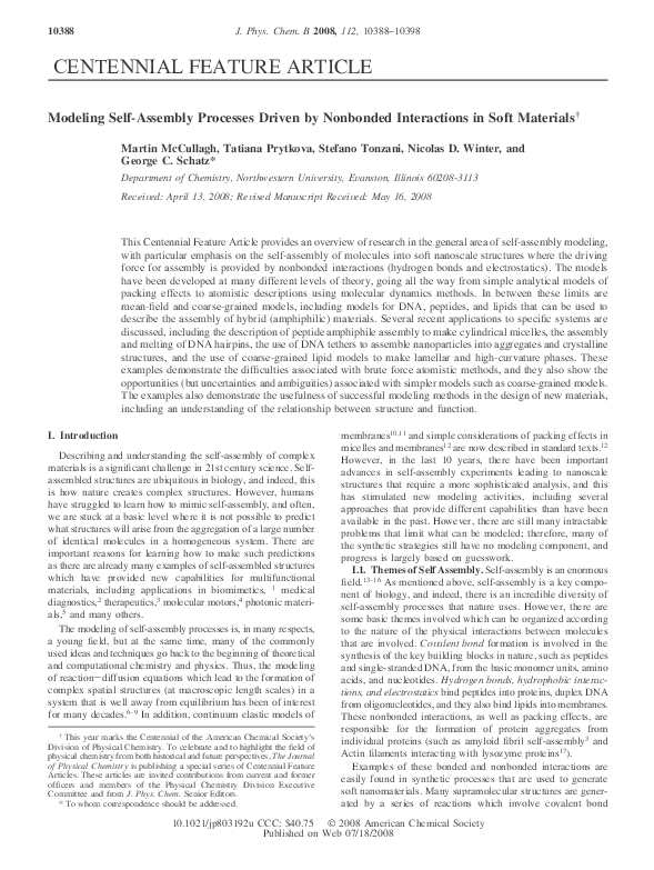 (PDF) Modeling Self-Assembly Processes Driven by Nonbonded Interactions ...