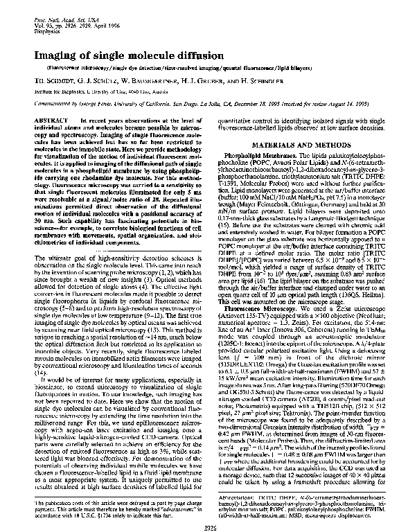 (PDF) Imaging of single molecule diffusion