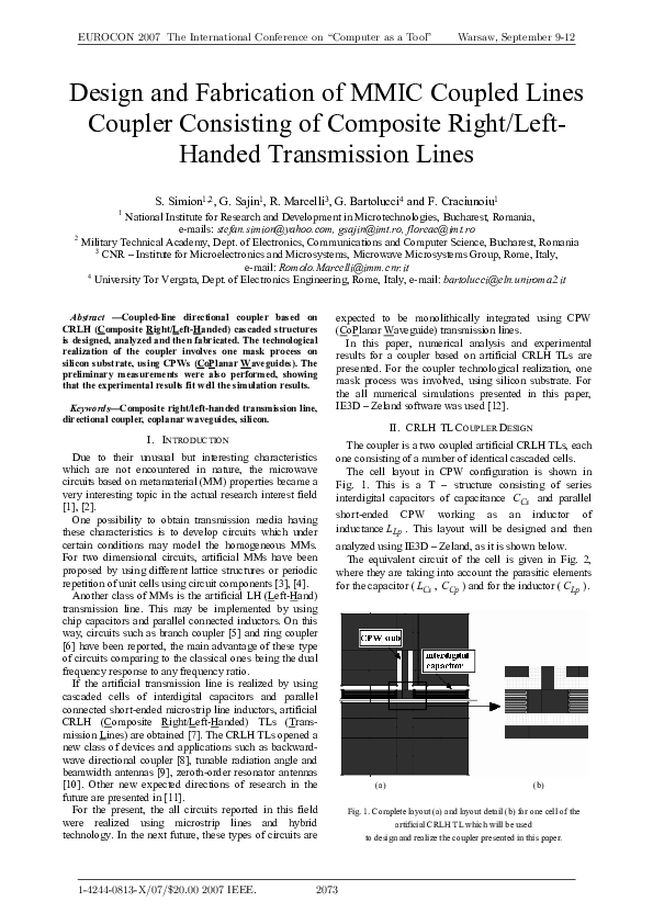 (PDF) Design and Fabrication of MMIC Coupled Lines Coupler Consisting ...