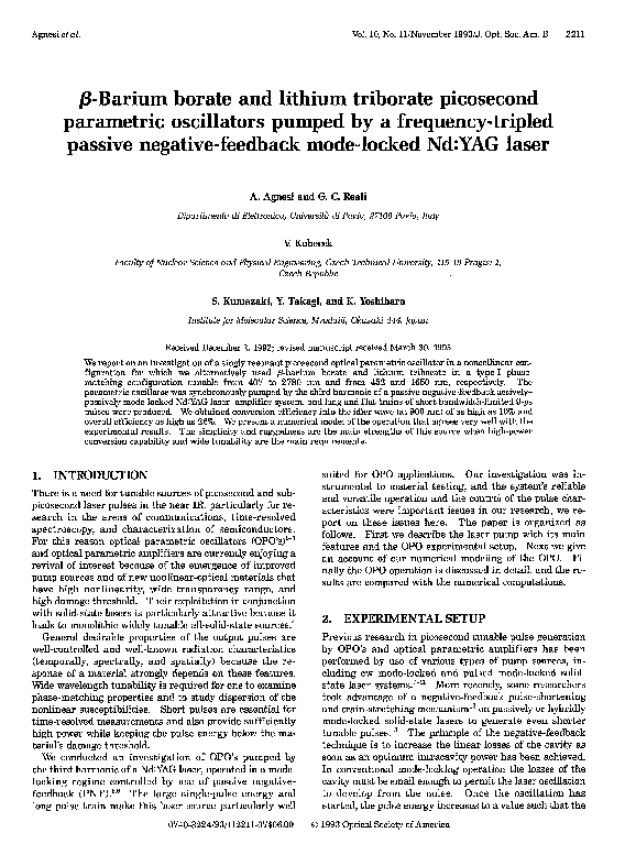 (PDF) β-Barium borate and lithium triborate picosecond parametric ...