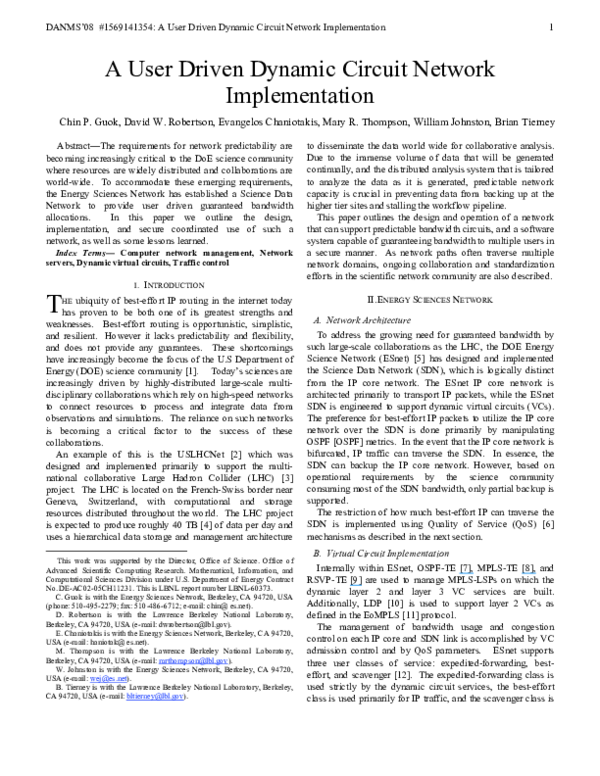 (PDF) A User Driven Dynamic Circuit Network Implementation