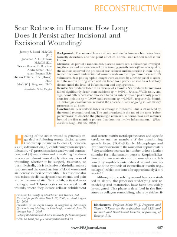 (PDF) Scar Redness in Humans: How Long Does It Persist after Incisional ...