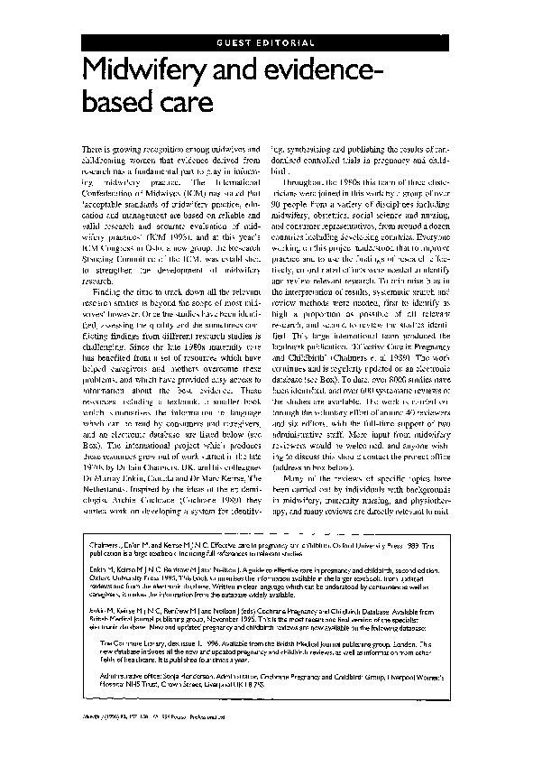 (PDF) Midwifery and evidence-based care