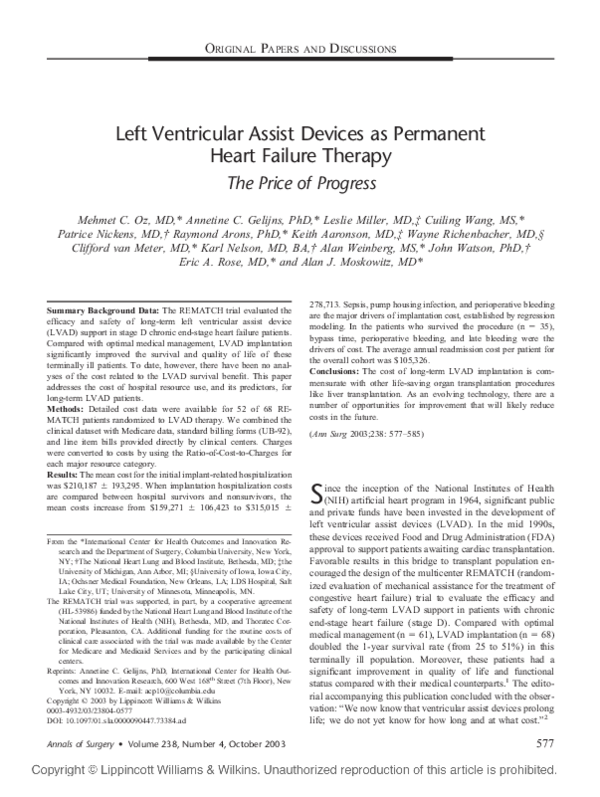 (PDF) Left Ventricular Assist Devices as Permanent Heart Failure Therapy