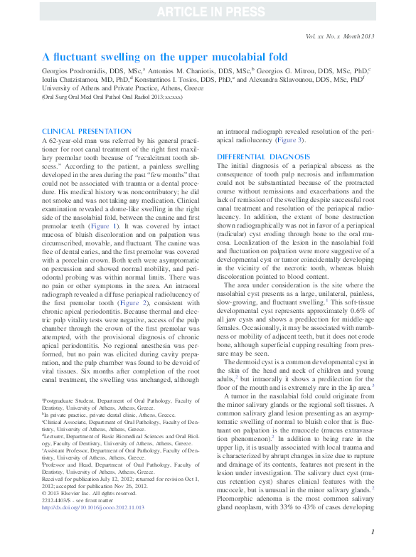 (PDF) A fluctuant swelling on the upper mucolabial fold
