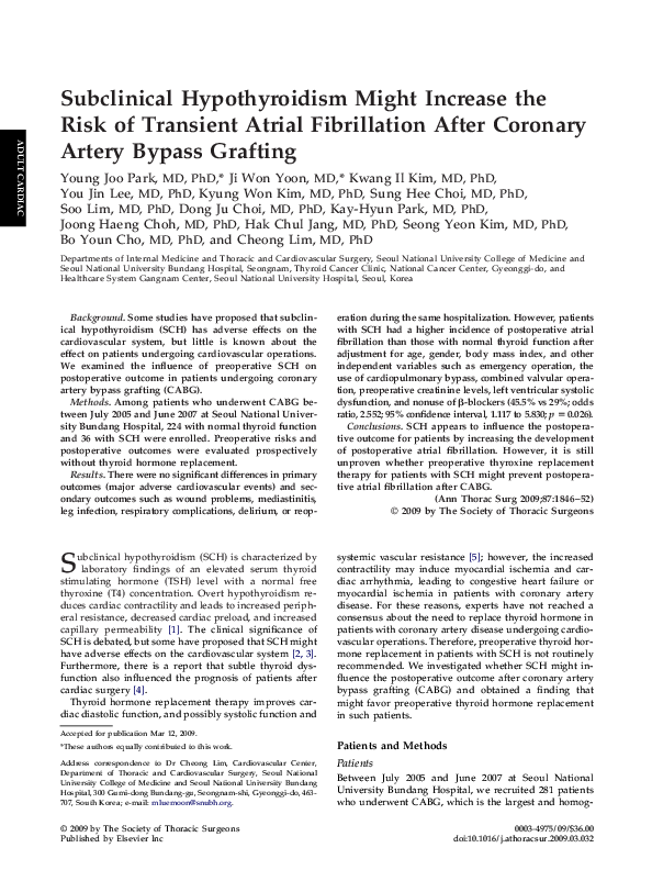 (PDF) Subclinical Hypothyroidism Might Increase the Risk of Transient ...