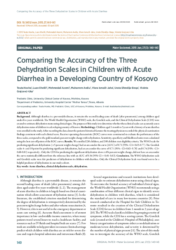 (PDF) Comparing the Accuracy of the Three Dehydration Scales in ...