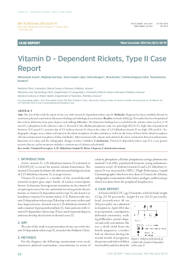 (PDF) Vitamin D - Dependent Rickets, Type II Case Report