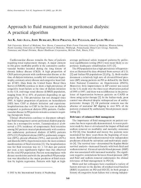(PDF) Approach to fluid management in peritoneal dialysis: A practical ...
