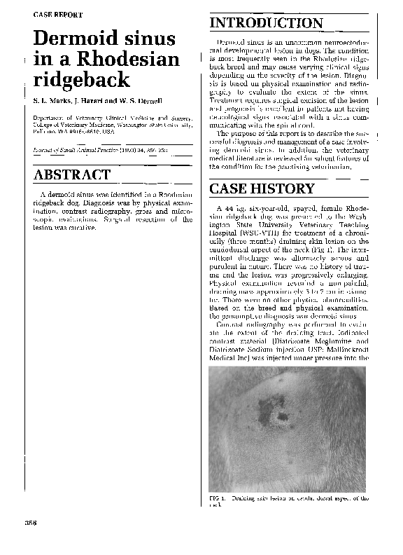 (PDF) Dermoid Sinus in the Rhodesian Ridgeback