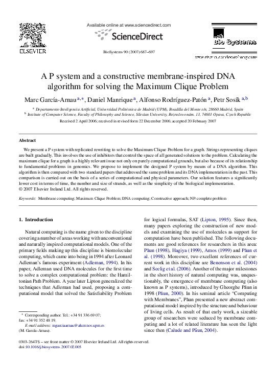 (PDF) A P system and a constructive membrane-inspired DNA algorithm for ...