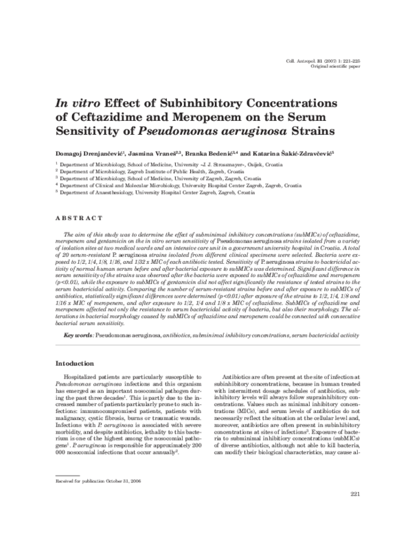 (PDF) In vitro effect of subinhibitory concentrations of ceftazidime ...
