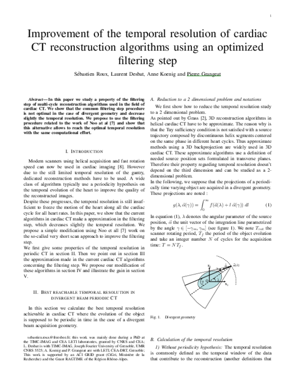 Pdf Improvement Of The Temporal Resolution Of Cardiac Ct Reconstruction Algorithms Using An