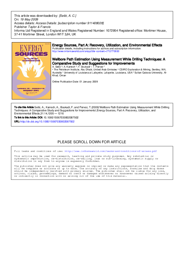 (PDF) Wellbore Path Estimation Using Measurement While Drilling Techniques: A Comparative Study ...