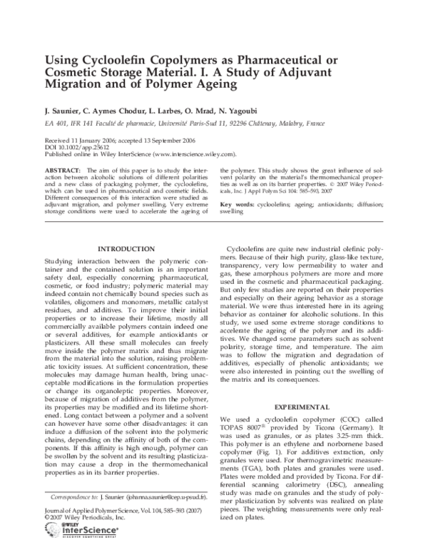 (PDF) Using cycloolefin copolymers as pharmaceutical or cosmetic ...
