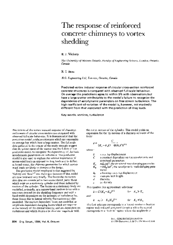 (PDF) The response of reinforced concrete chimneys to vortex shedding