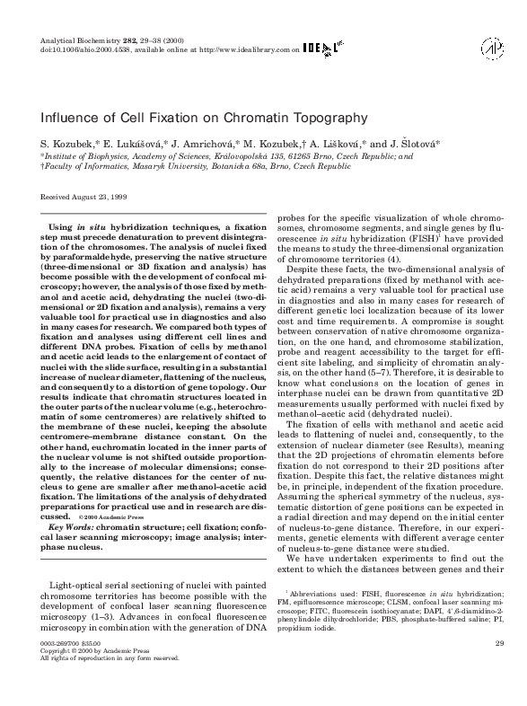 (PDF) Influence of Cell Fixation on Chromatin Topography