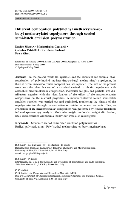 (PDF) Different composition poly(methyl methacrylate-co-butyl ...