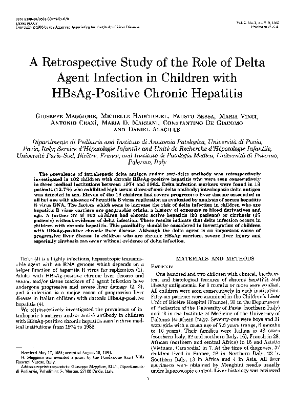(PDF) A retrospective study of the role of delta agent infection in ...