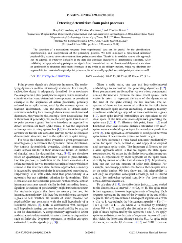 Pdf Detecting Determinism From Point Processes